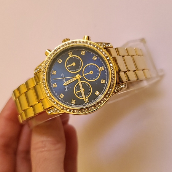 Style & Co. | Accessories | Style Co Women Watch Blue Face Gold Band ...